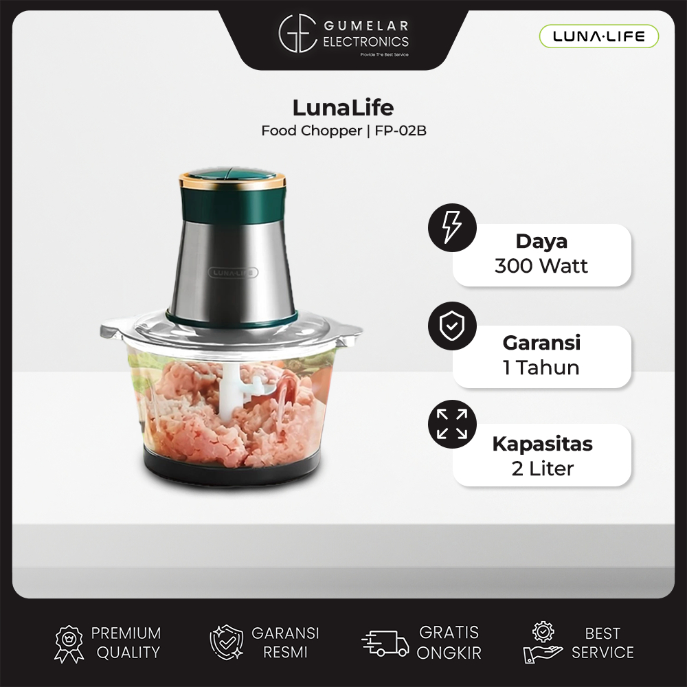 Jual LUNALIFE Blender Chopper FP02B Chopper Kaca 2L Penggiling Daging ...