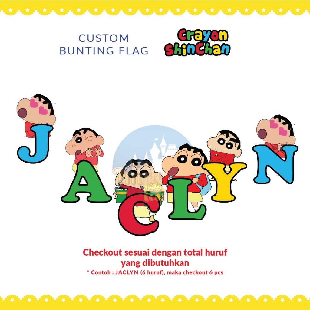 Jual Custom Bunting Flag Banner Huruf Crayon Shinchan | Shopee Indonesia