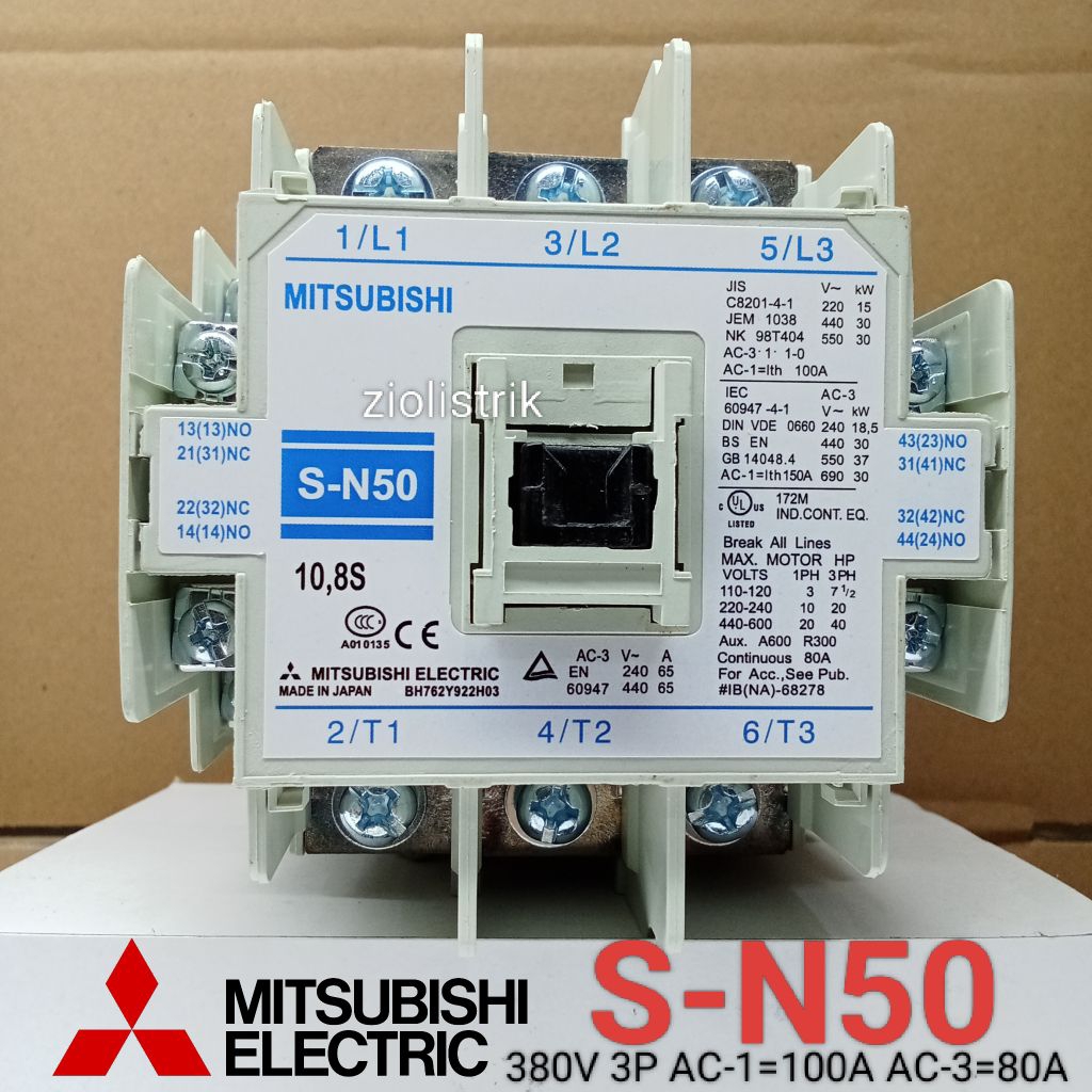 Jual Contactor/kontaktor Mitsubishi S-N50/sn50/sn-50 380vac 3p 80a ...