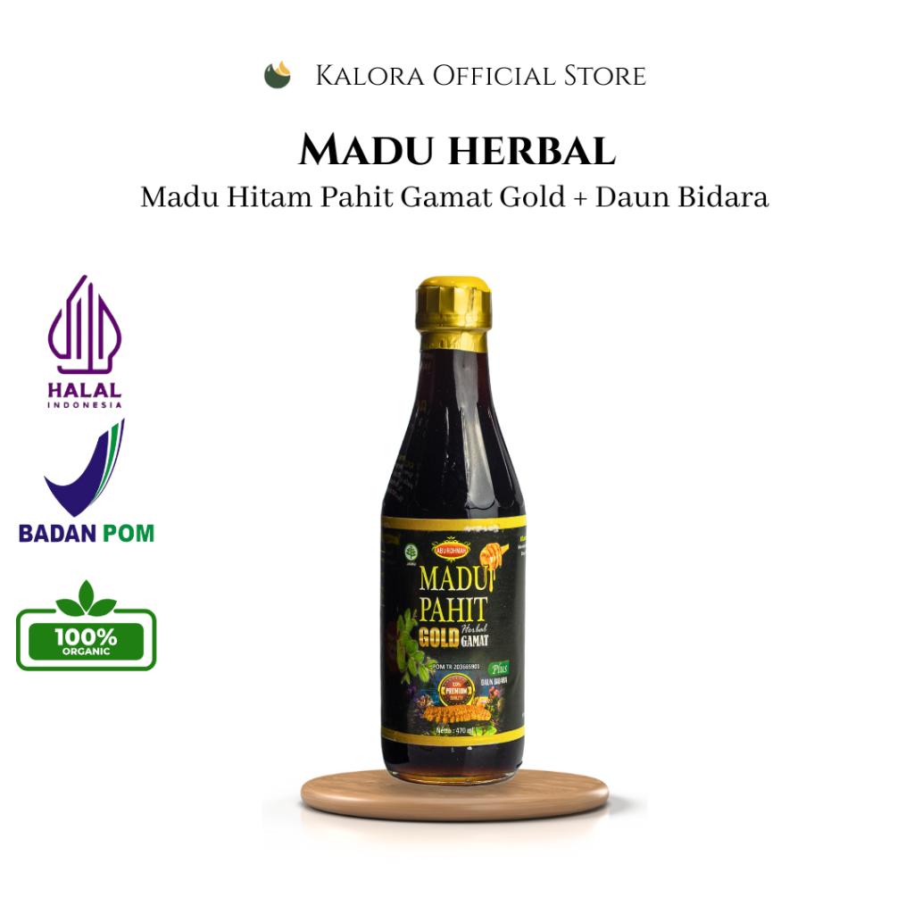 Jual Kalora Madu Hitam Pahit Gamat Gold Plus Daun Bidara 470gr – Madu ...