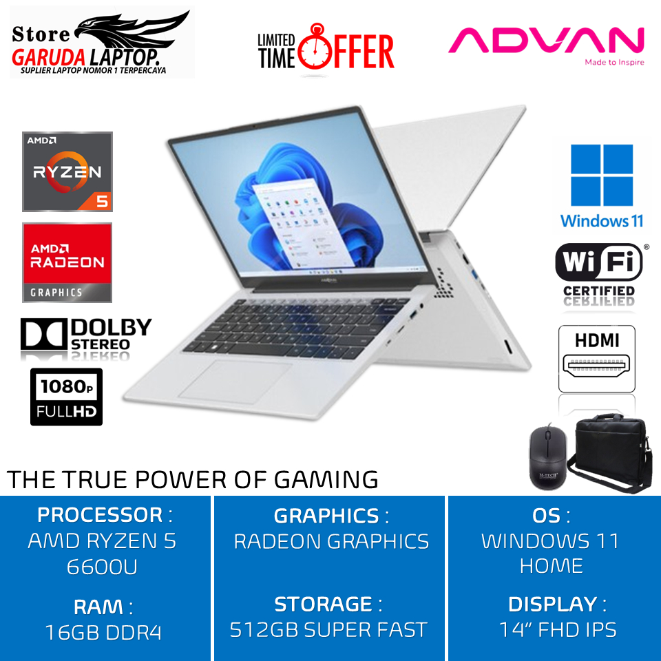 Jual ADVAN WORKPLUS R5 14 AMD RYZEN 5 6600H 16GB DDR5 512GB RADEON 660M ...