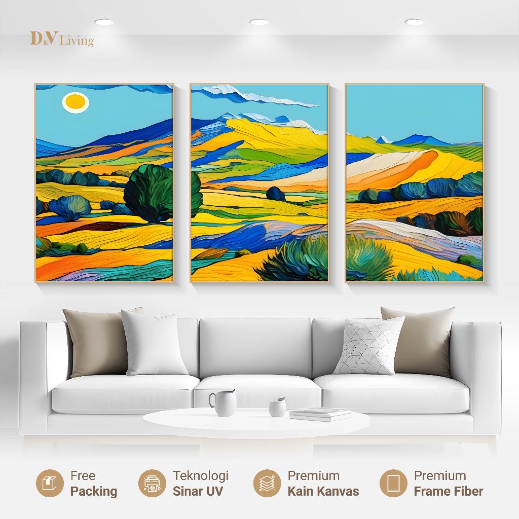 Jual DVLIVING Set 3 PCS Hiasan Dinding Ruang Tamu (80x57, 40x57, 30x40 ...