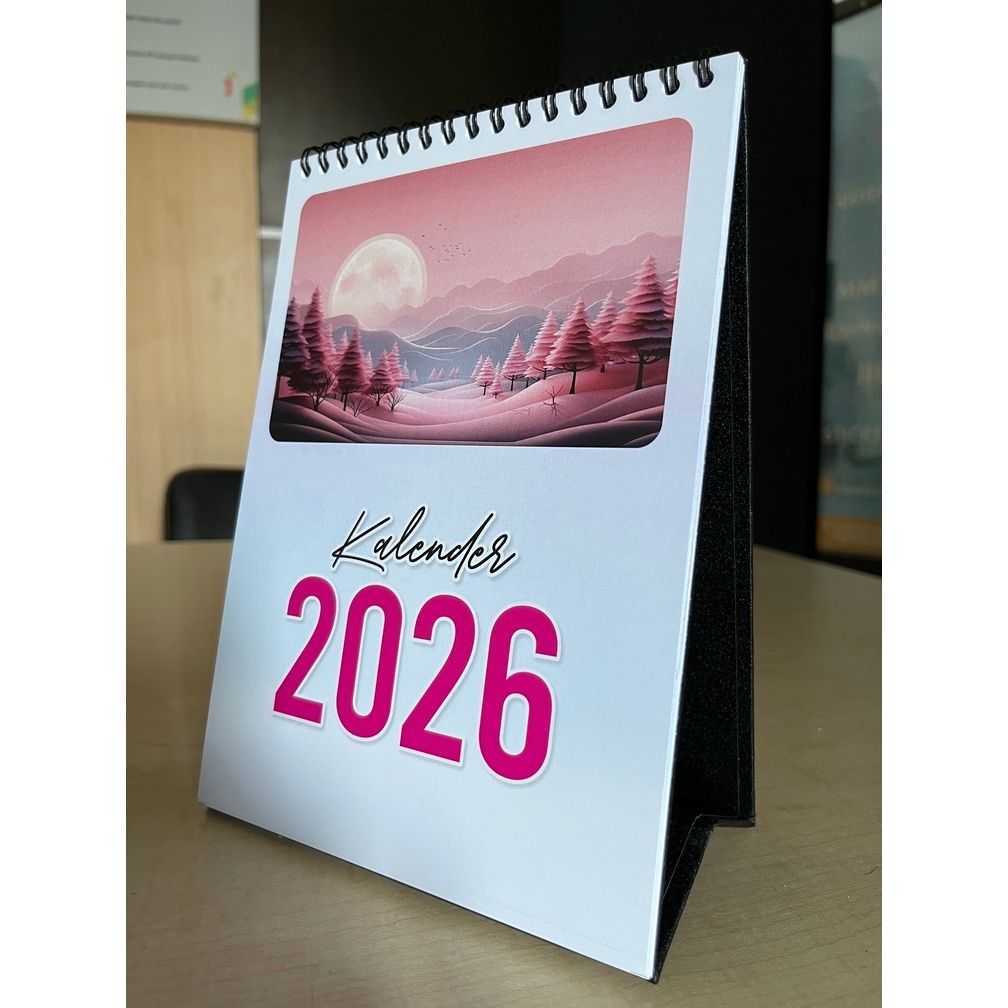 Jual Cetak Kalender Meja 2026 LINEN Custom Desain 7 lembar 1 sisi isi ...