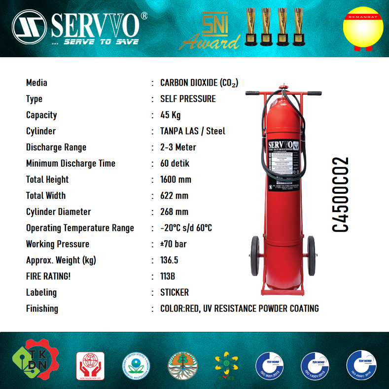 Jual Alat Pemadam Api - APAR Fire Extinguisher SERVVO CO₂ C 4500 CO2 ...