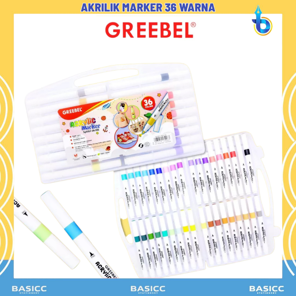 Jual Greebel Acrylic Marker Single Head 36 Warna Spidol Set Akrilik ...