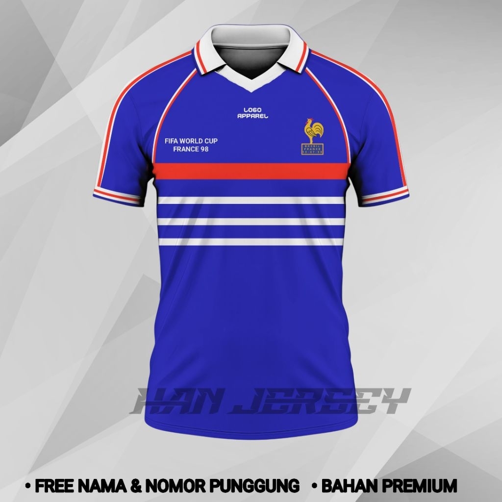 Jual Jersey Bola Timnas France 1998 Full Printing | Shopee Indonesia