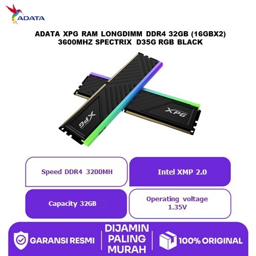 Jual ADATA XPG RAM LONGDIMM DDR4 32GB (16GBX2) 3600MHZ SPECTRIX D35G ...