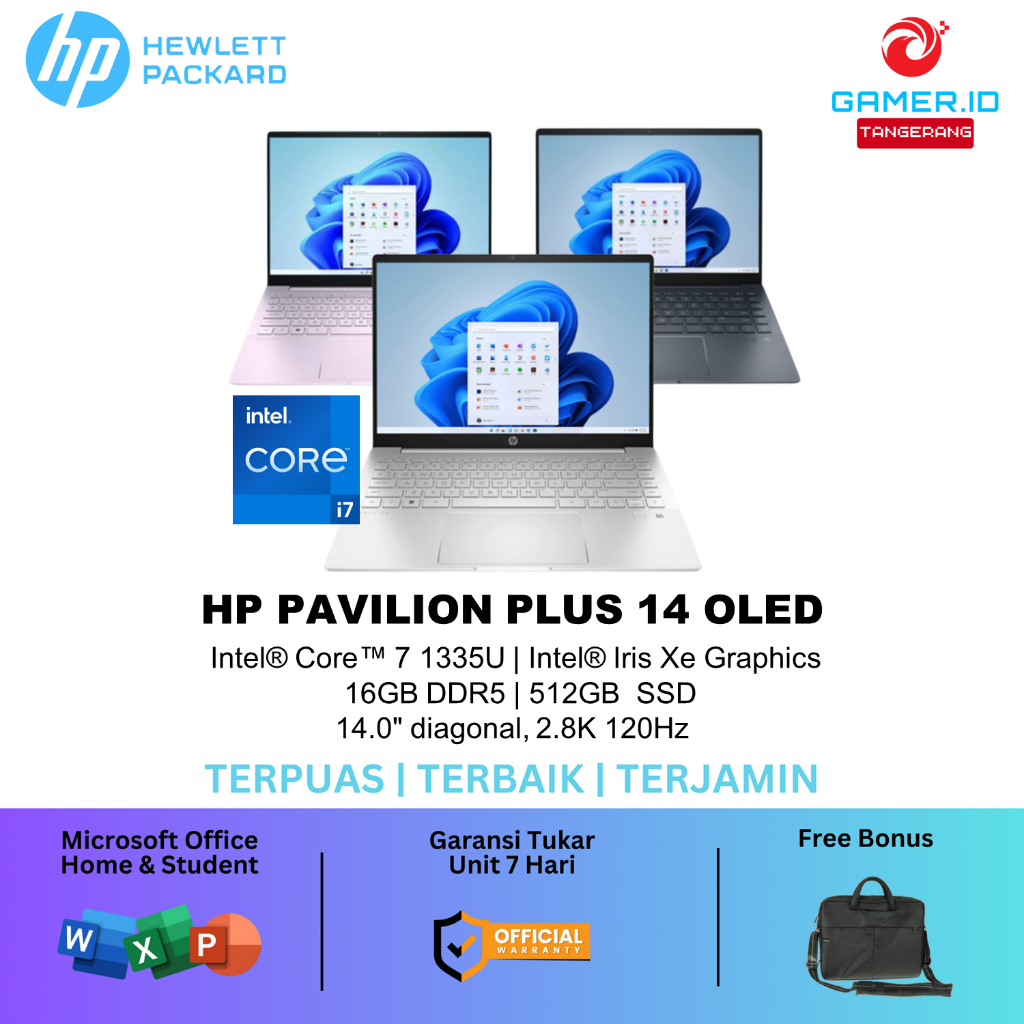 Jual Laptop Ultrabook HP Pavilion Plus 14 OLED Intel Core i7 1355U 16GB ...