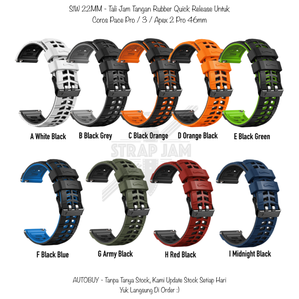 Jual S1W 22mm Tali Jam Tangan Coros Pace Pro 3 2 Apex 46mm - Strap ...