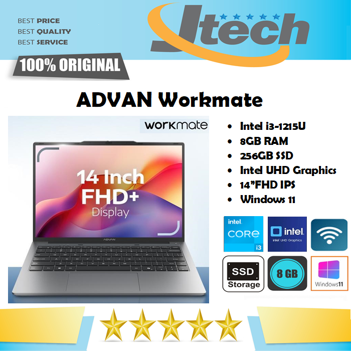 Jual ADVAN Workmate i3 1215U 8GB 256GB SSD 14''FHD IPS Win11 | Shopee ...