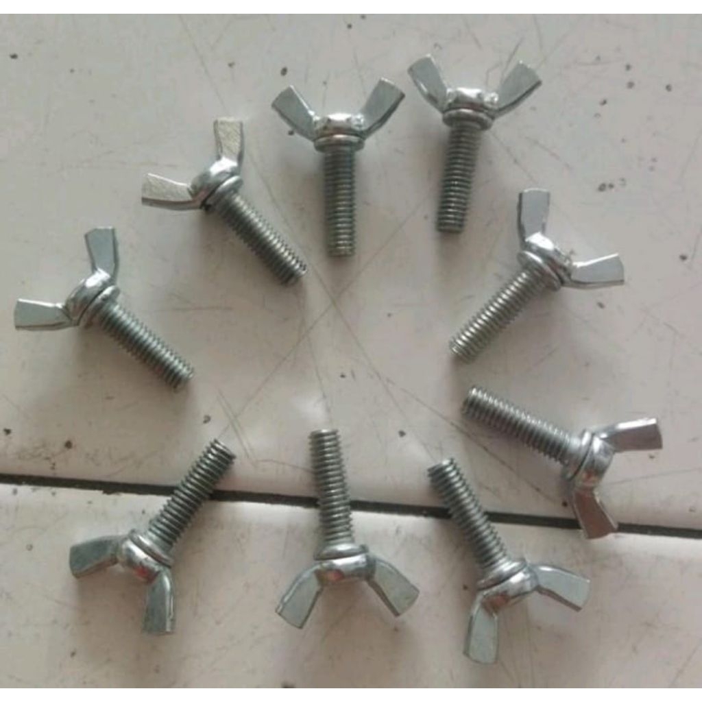 Jual Wing bolt galvanis m8x15,m8x20,m8x25,m8x30,m8x40 | Shopee Indonesia