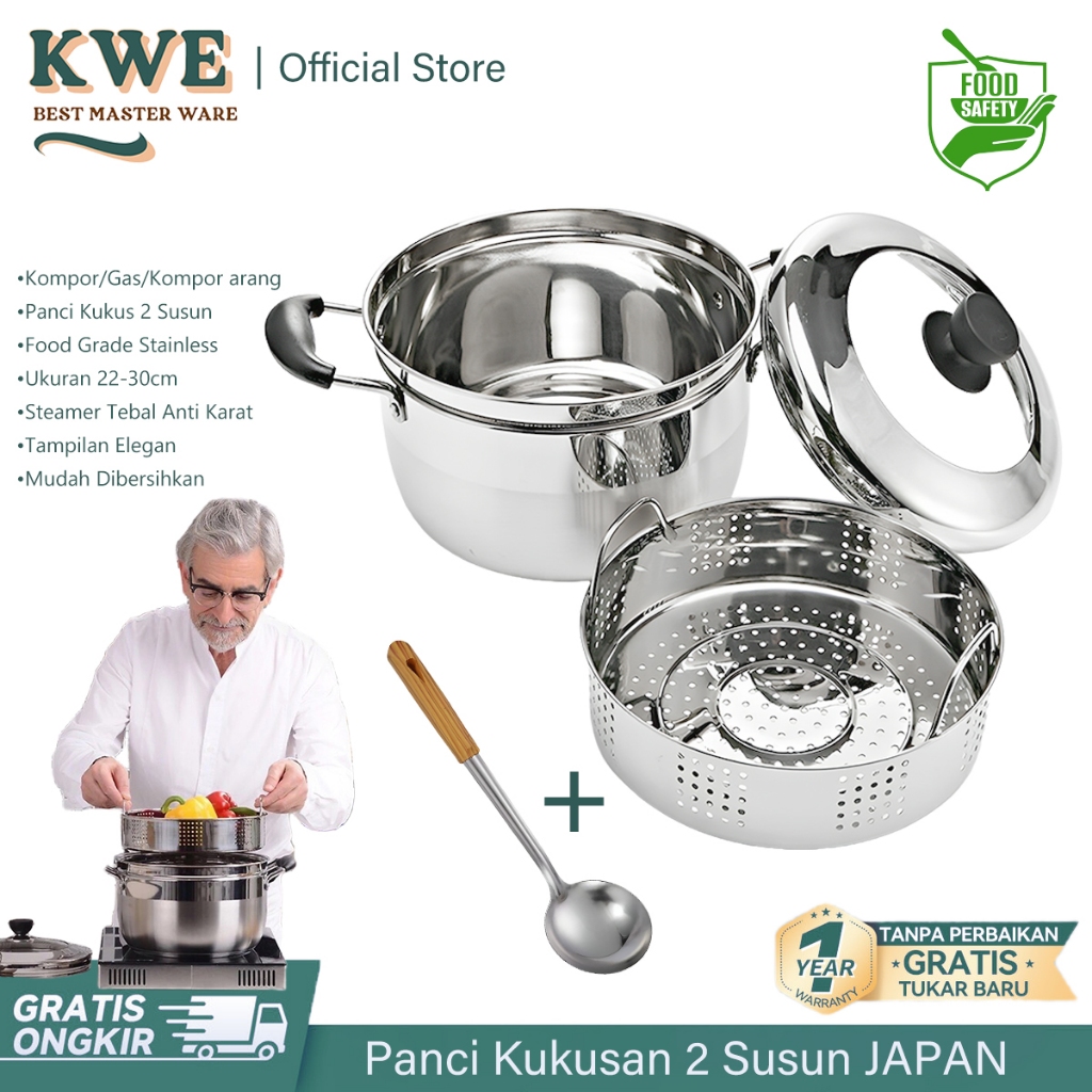 Jual KWE Panci kukus dandang Janpan 2 Susun Set Premium stainless ...