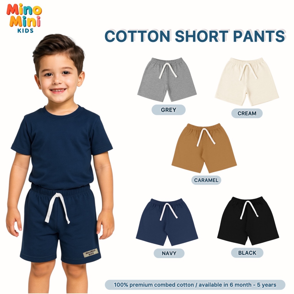 Jual MinoMini Kids - COTTON SHORT PANTS / Celana Pendek Anak Balita / Celana Usia 6 Bulan - 5 ...