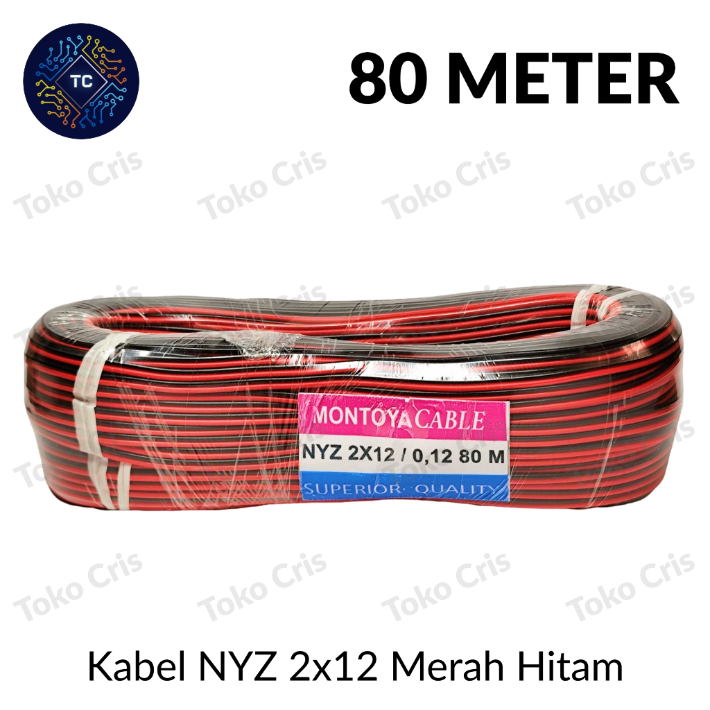 Jual Kabel Serabut 2x12 Merah Hitam NYZ 80 meter / Kabel Montoya 2x12 ...
