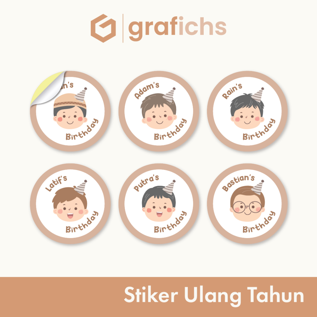 Jual [54 pcs] Stiker Bulat Ulang Tahun Birthday GISH101-110 by Grafichs ...