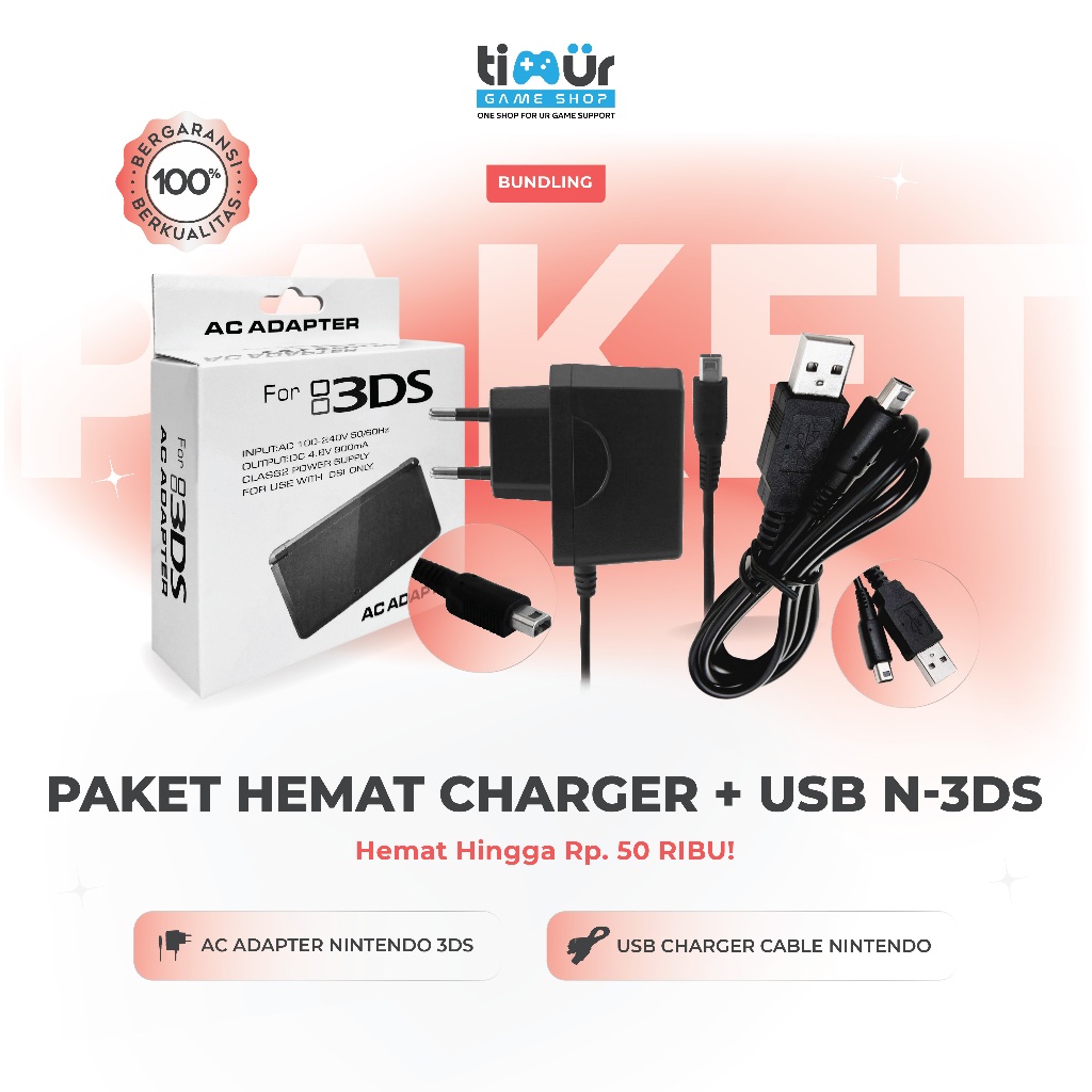 Jual Timur Game Shop - Paket Hemat Charger + USB N-3DS [Adaptor Charger ...