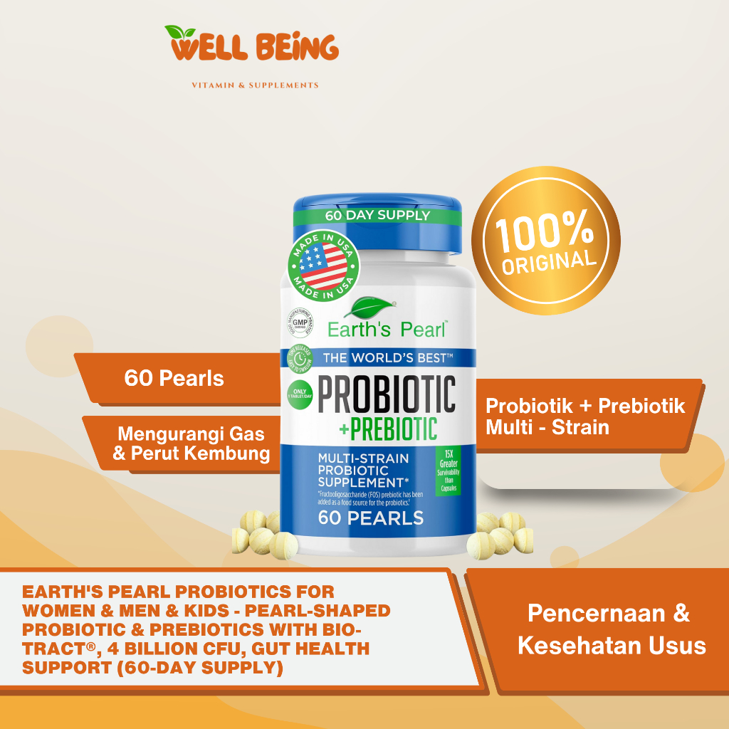 Jual Earth's Pearl Probiotics for Women & Men & Kids - Pearl-Shaped ...