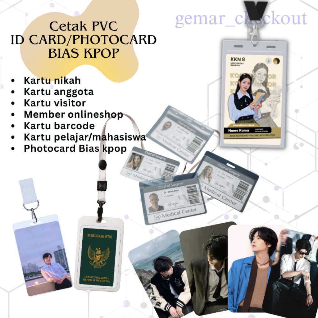 Jual ID CARD/Photocard pvc tebal member card, photocard bias idol KPOP ...