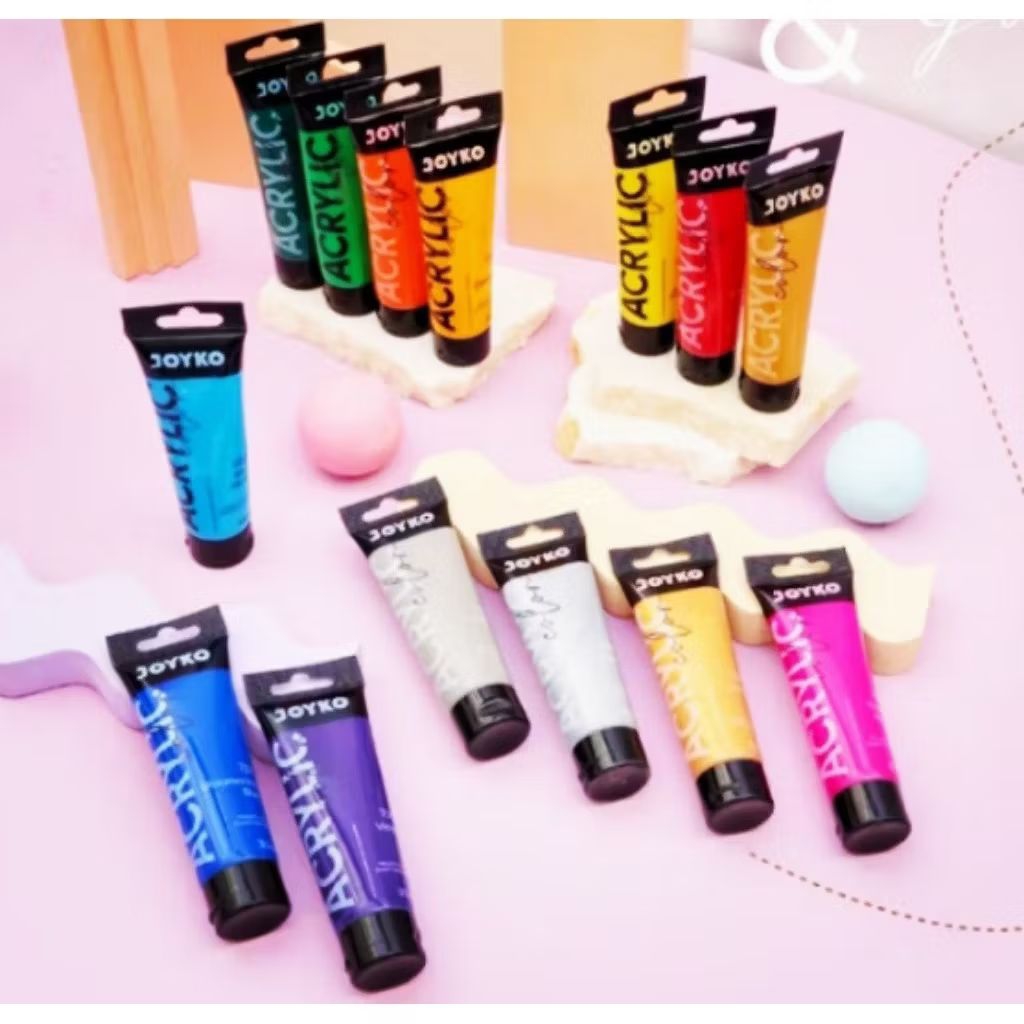 Jual Cat Lukis Cat Acrylic Joyko Cat Lukis Gold Silver Warna Joyco 30ml ...