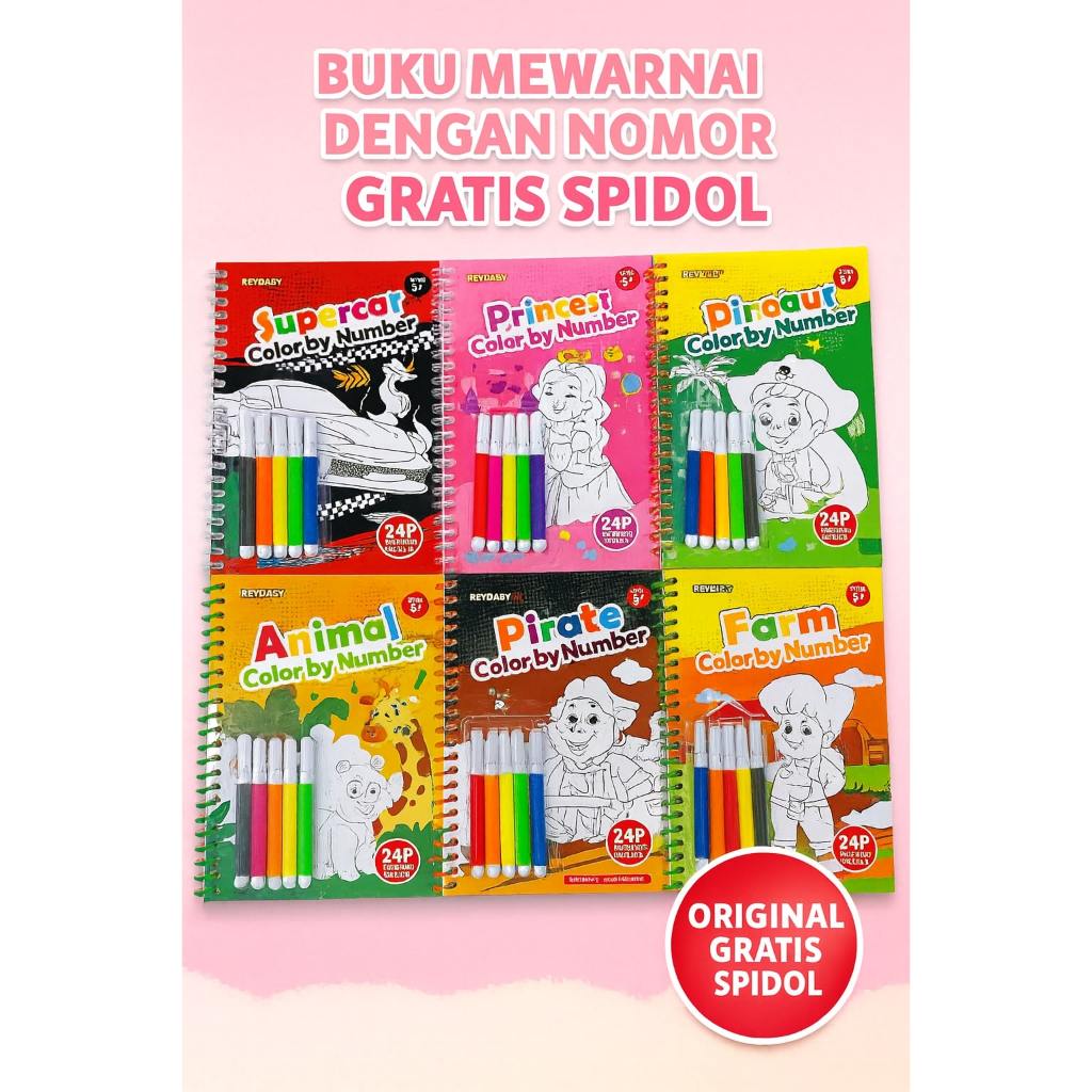 Jual Buku Mewarnai Anak Color By Number 24 Halaman – Gratis Spidol ...