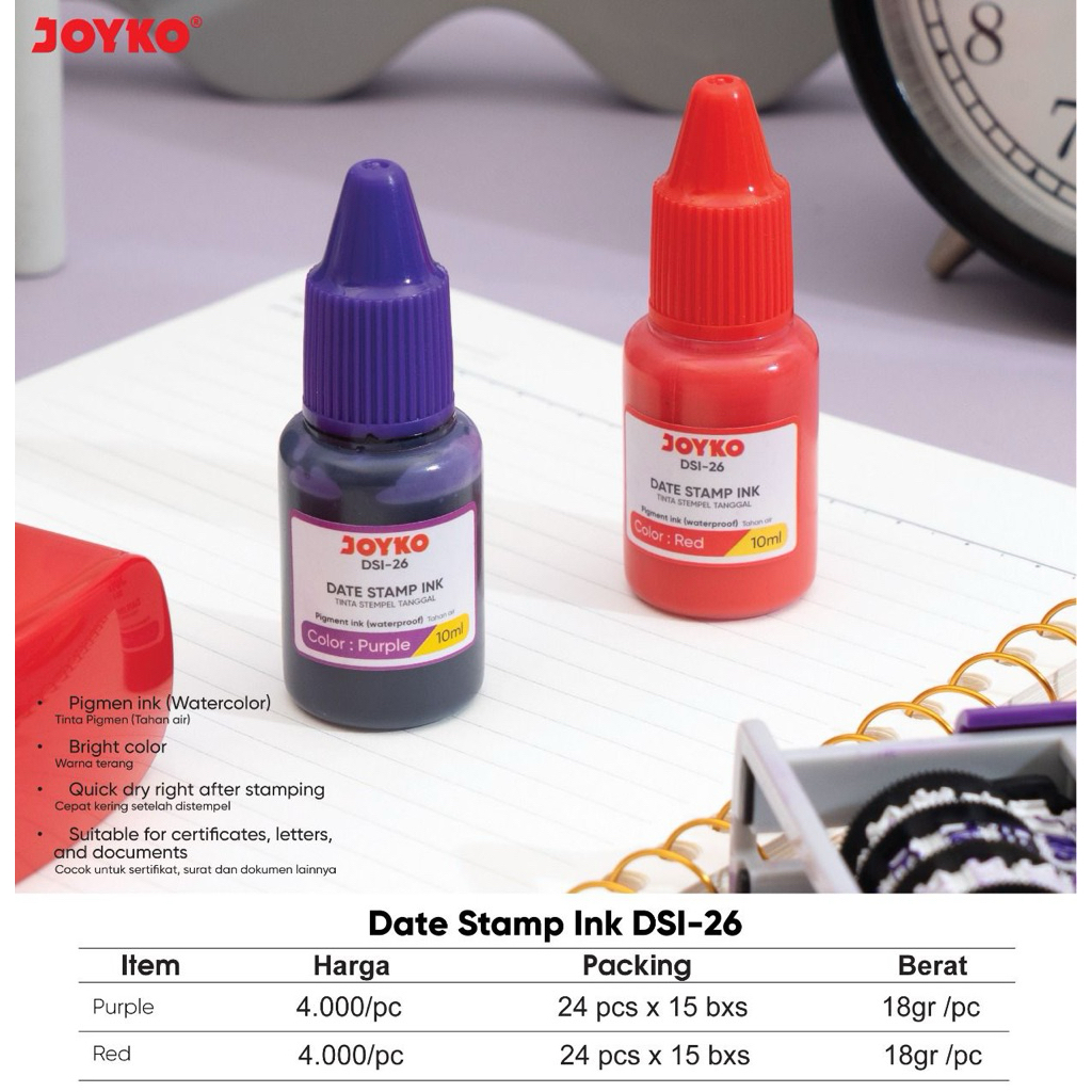 Jual DSI 26 Joyko Tinta Cap Tanggal Otomatis Tersedia Warna Ungu dan ...