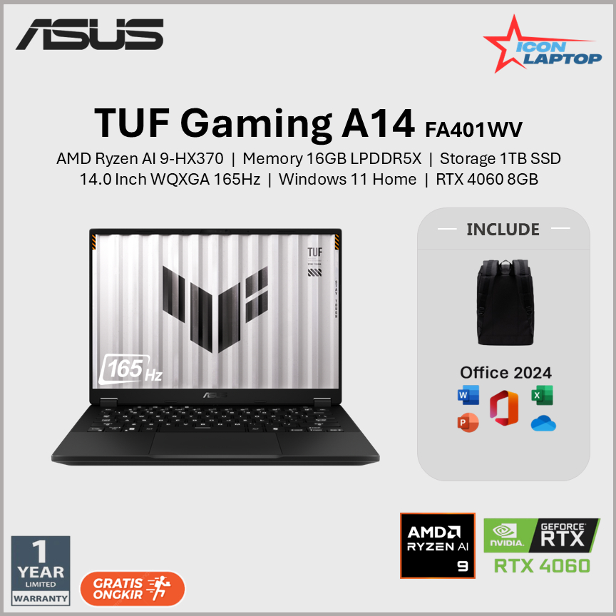 Jual Asus TUF A14 FA401WV Ryzen AI 9-HX370 RTX 4060 16GB 1TB SSD 14.0 ...