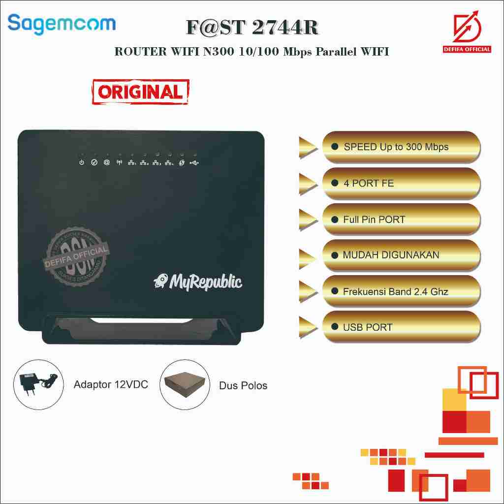 Jual Modem Router Wireless WiFi MyRepublic Sagemcom Fast F@st 2744R 3G ...