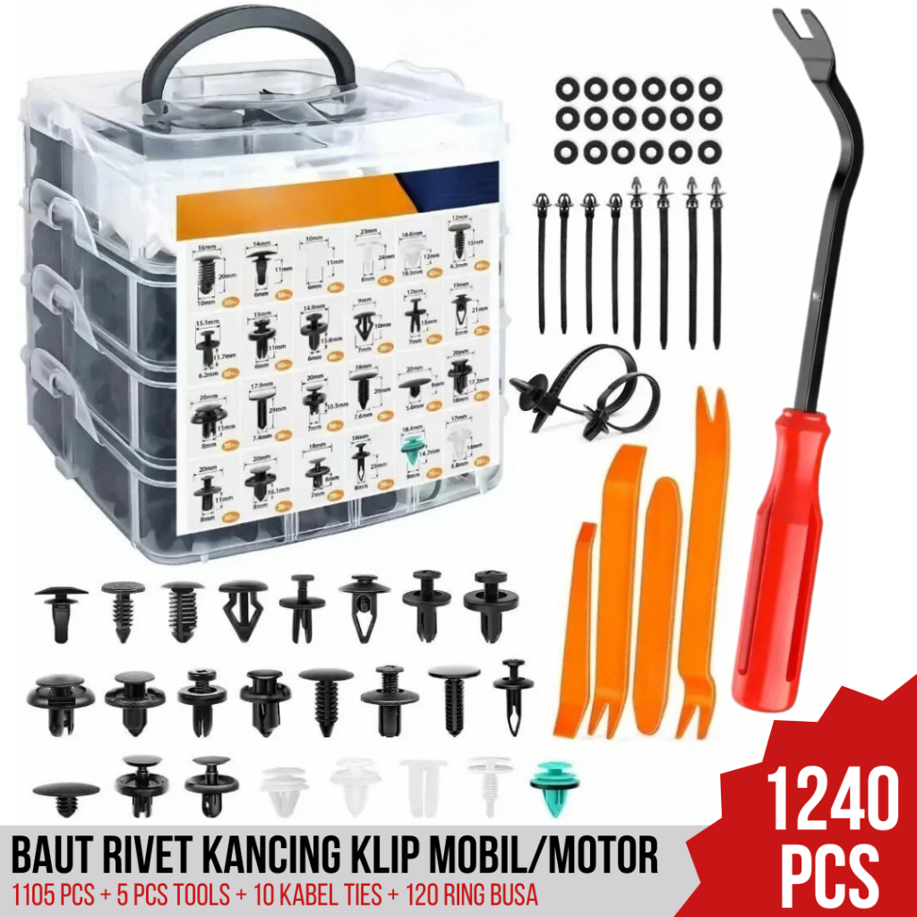 Jual Klip Kancing Baut Rivet Universal Paku Mur Plastik Clip Car ...