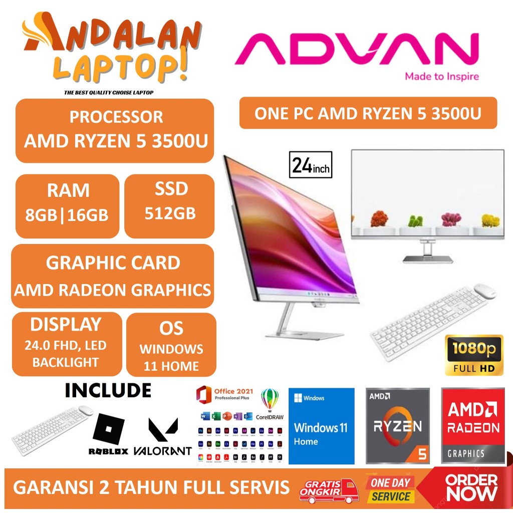 Jual ADVAN AIO PC Ryzen 5 RAM 8GB SSD 512GB Layar 24” FHD Windows 11 ...