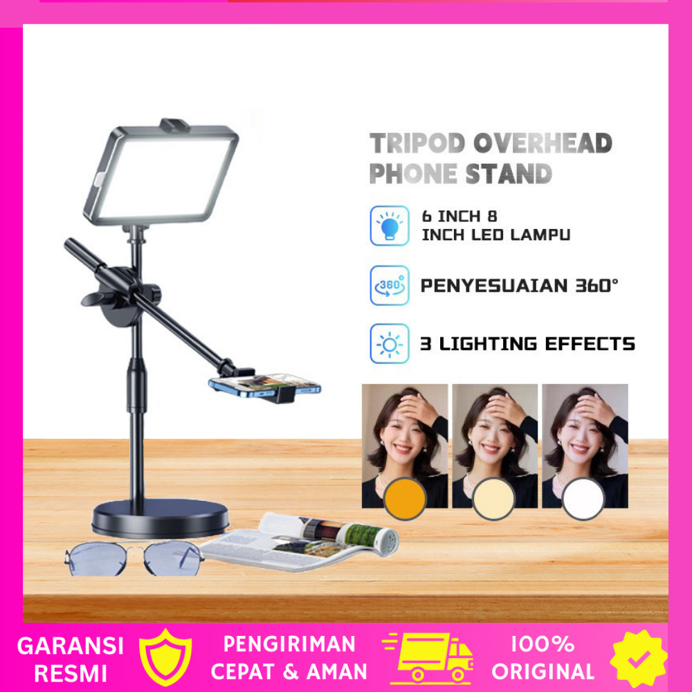 Jual Lampu Led 360 Overhead Stand Untuk Shooting Vlog Masak Make Up ...