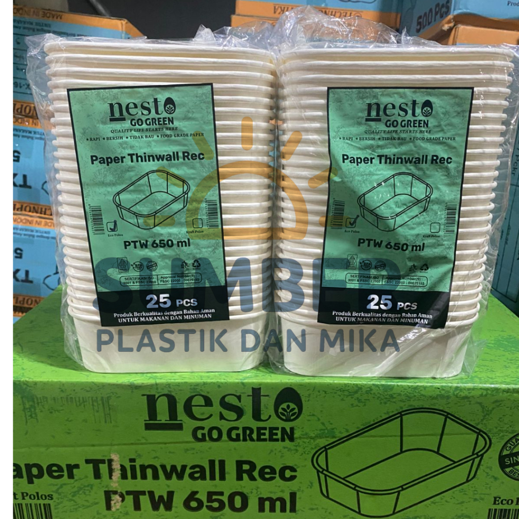 Jual [1Pack 25pcs] Nesto Paper Thinwall Eco Rec 650ml & 800ml - PTW ...