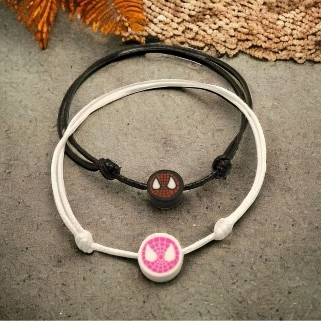 Jual (isi 2 pcs) gelang couple spiderman miles and gwen manik manik ...