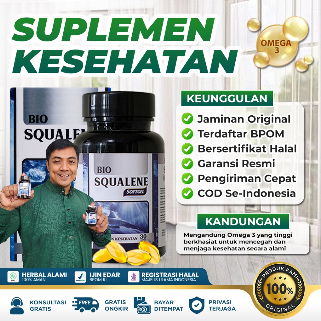 Jual Bio Squalene Original Vitamin Omega 3 Ekstrak Minyak Hati Ikan Hiu ...