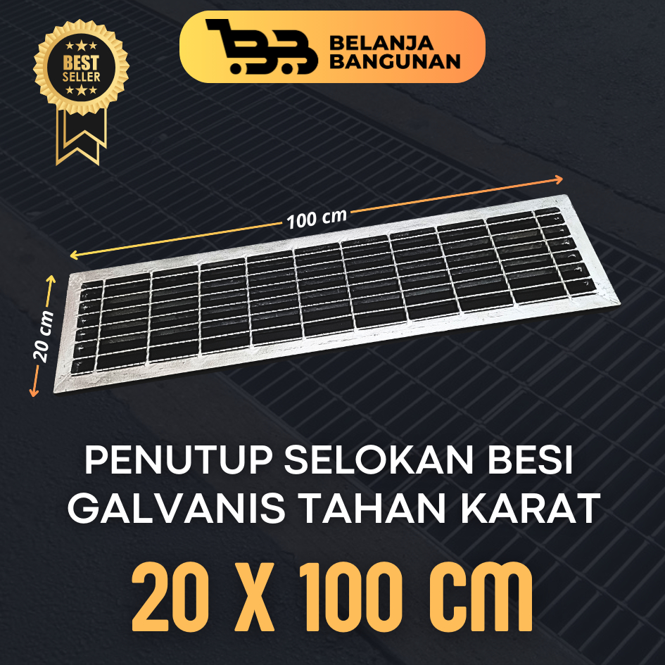 Jual Tutup Selokan/Got Besi Galvanis 20cm - Anti Karat Steel Grating ...
