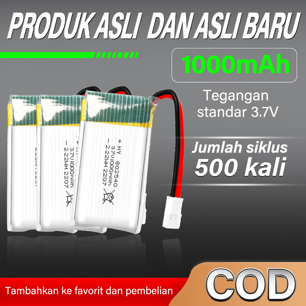 Jual JIATA Baterai LiPo 3.7V 1000mAh Model 902540 Kapasitas Tinggi 500 ...