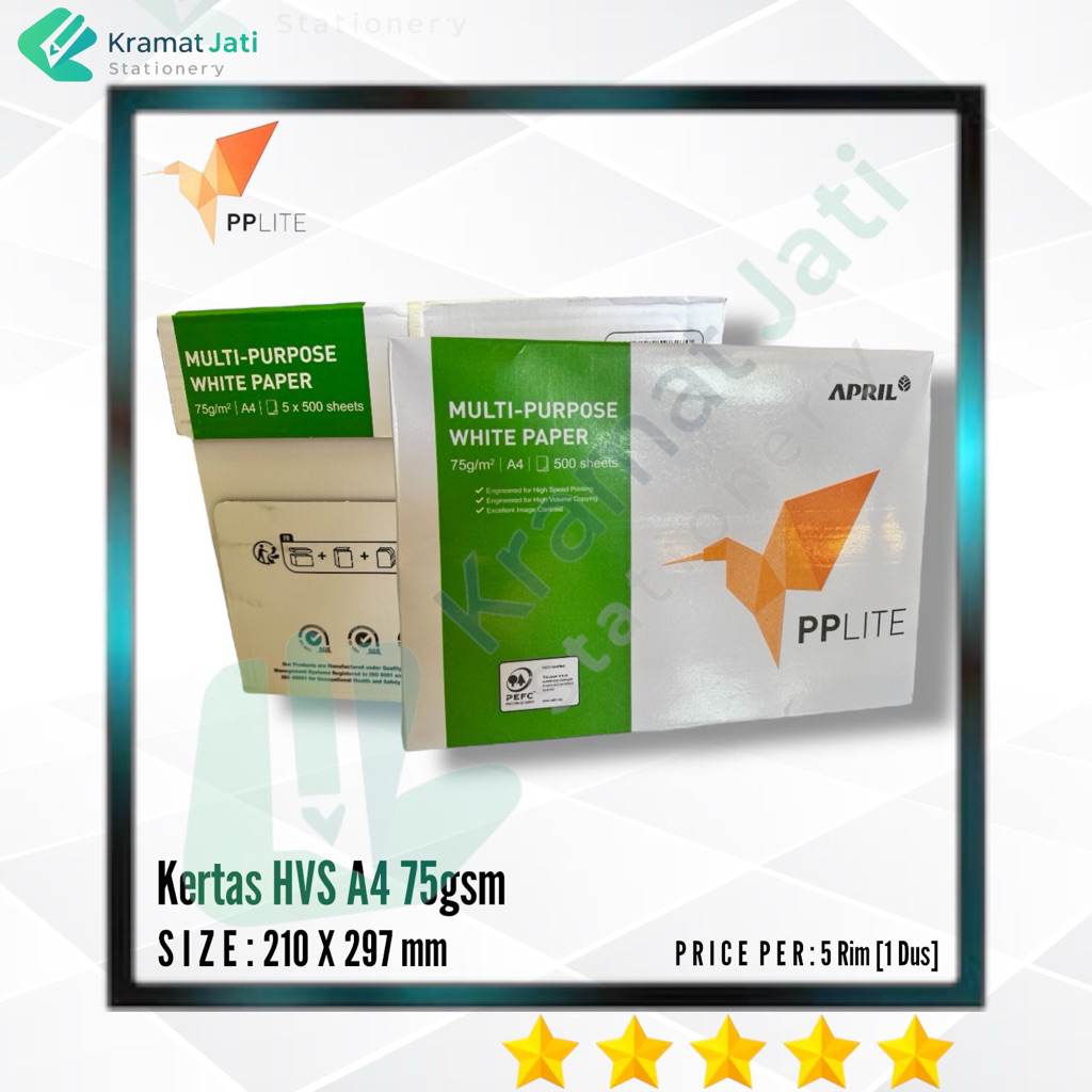 Jual Kertas HVS PP LITE A4 75gsm Isi 5 Rim (1 Dus) | Shopee Indonesia