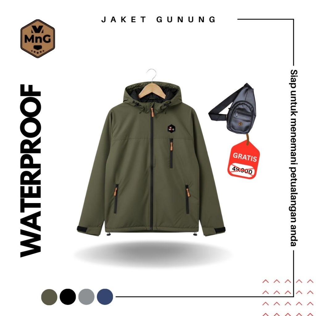 Jual Baju Hangat Jaket Gunung MnG Hiking Touring Pria Tebal Waterproof ...
