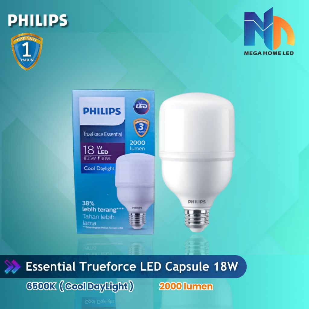 Jual Lampu LED Philips 18W Essential Trueforce Capsule Bohlam Putih ...
