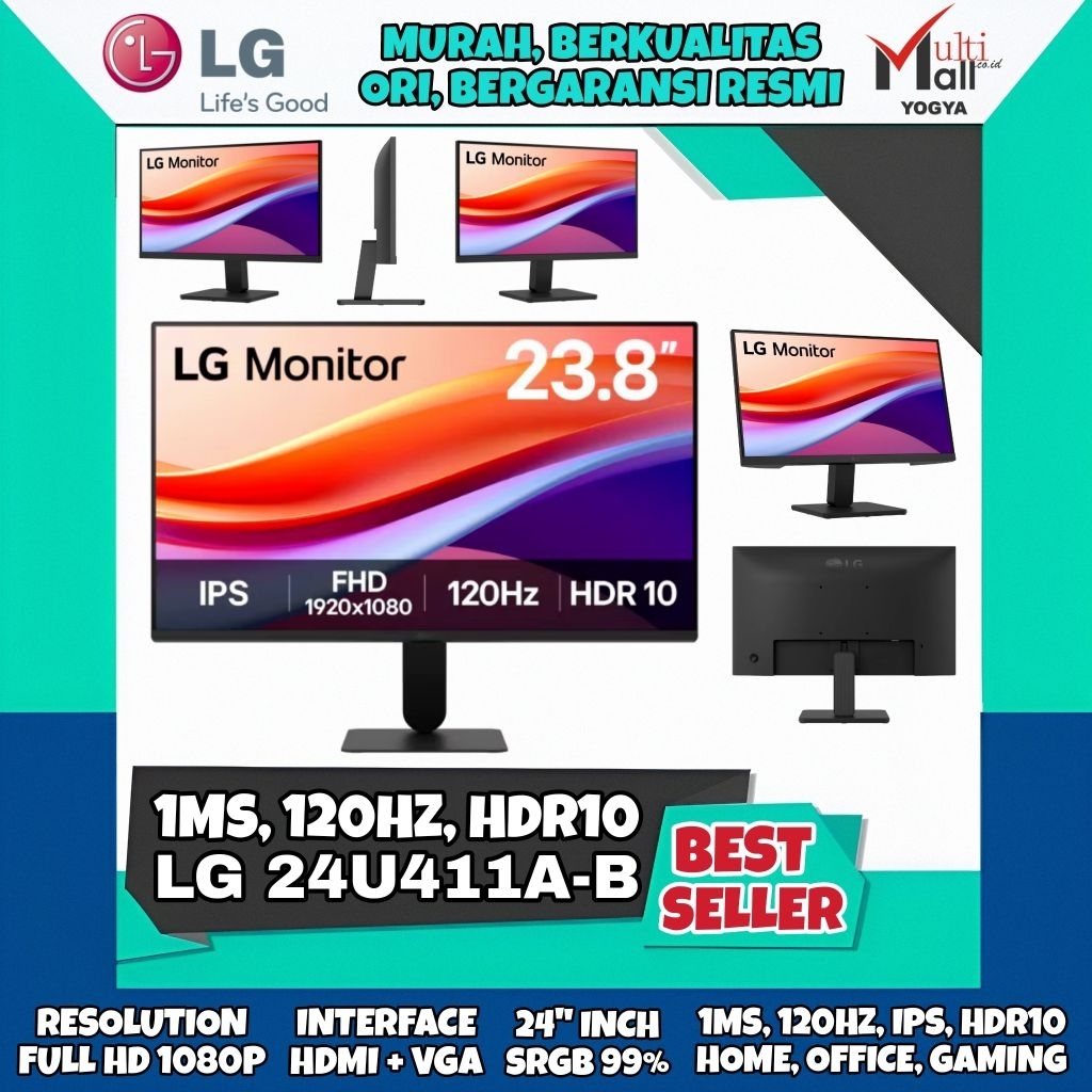 Jual LG 24U411A-B Monitor 24" IPS 120Hz Full HD 1Ms HDR10 Bezellless ...