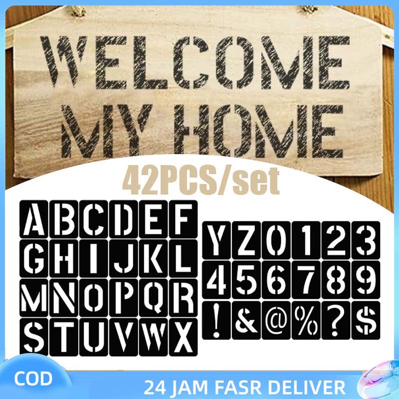 Jual 42pcs Paket Stensil Lengkap, Cetakan Huruf dan Angka dari Plastik ...