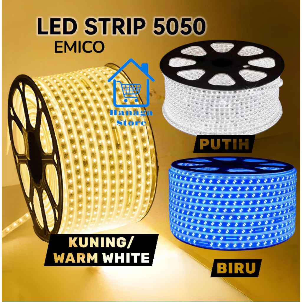 Jual LAMPU LED STRIP EMICO/LED SELANG EMICO 5050 220V VOLT HARGA ...