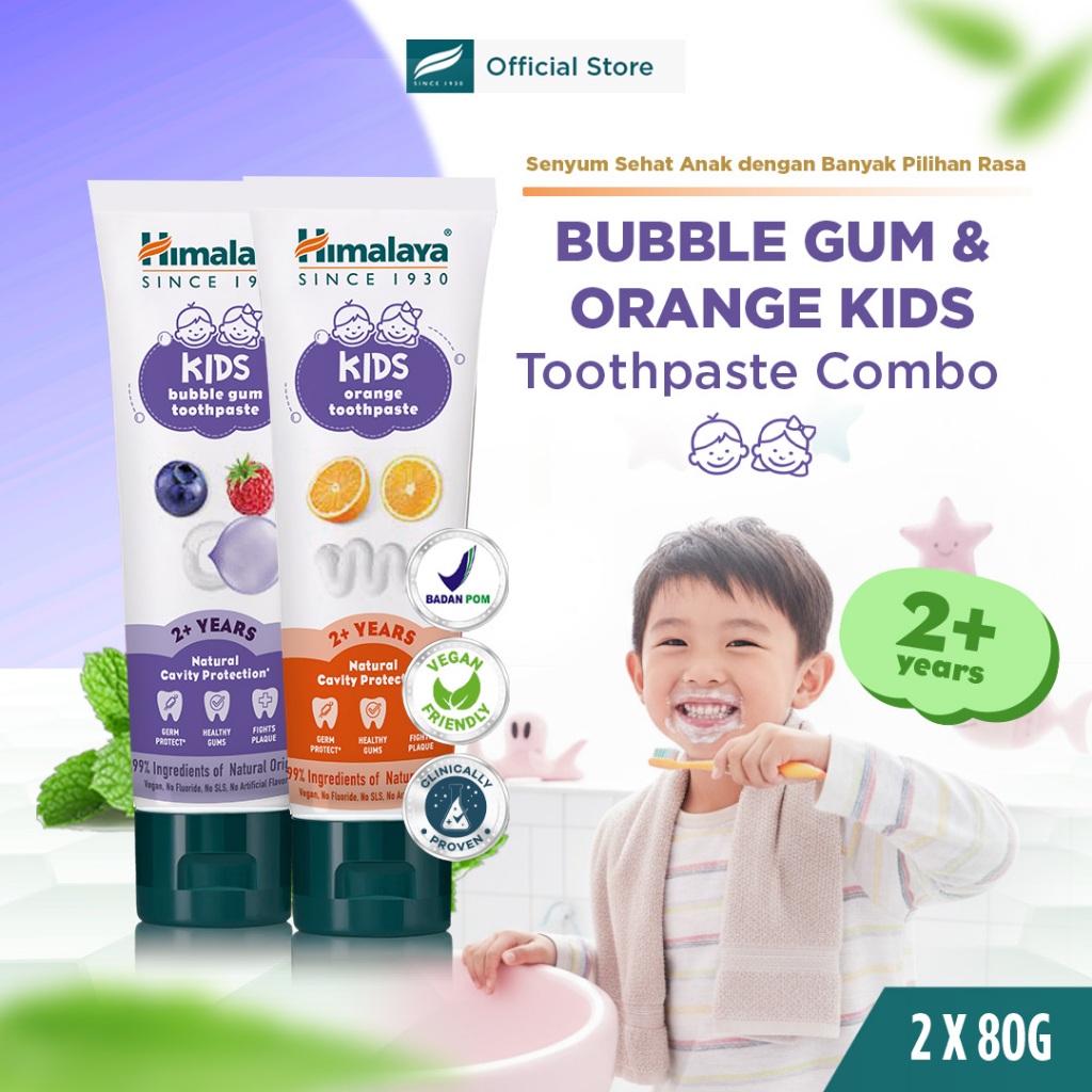 Jual (Bundle Isi 2) Himalaya Kids Bubble Gum Toothpaste 80gr + Himalaya ...