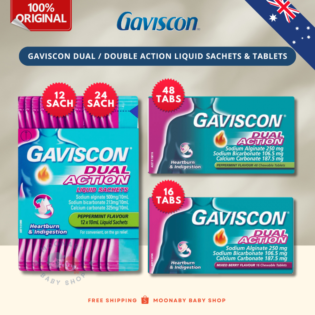Jual Exp 11/2026 Gaviscon Dual Action Liquid 12, 24 Sachets x 10ml & 16 ...