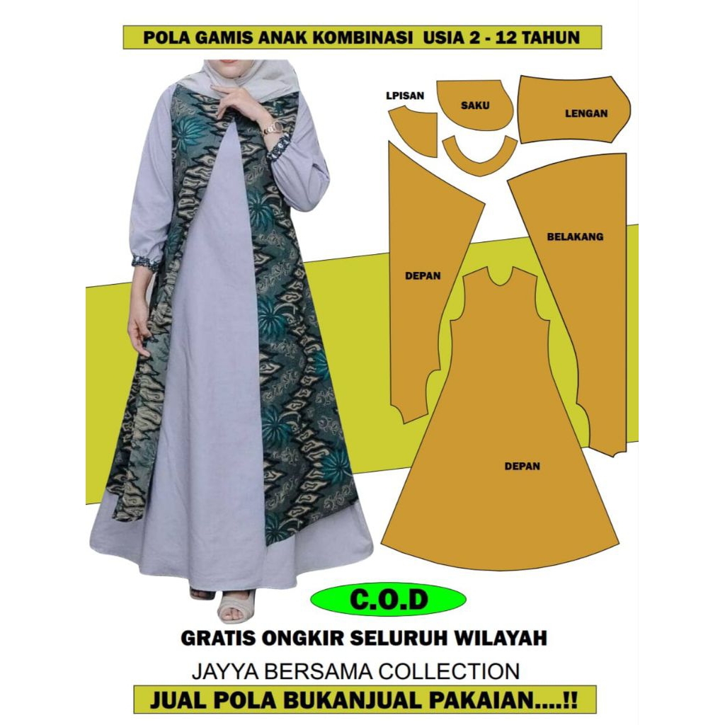 Jual pola gamis anak kombinasi premium | Shopee Indonesia