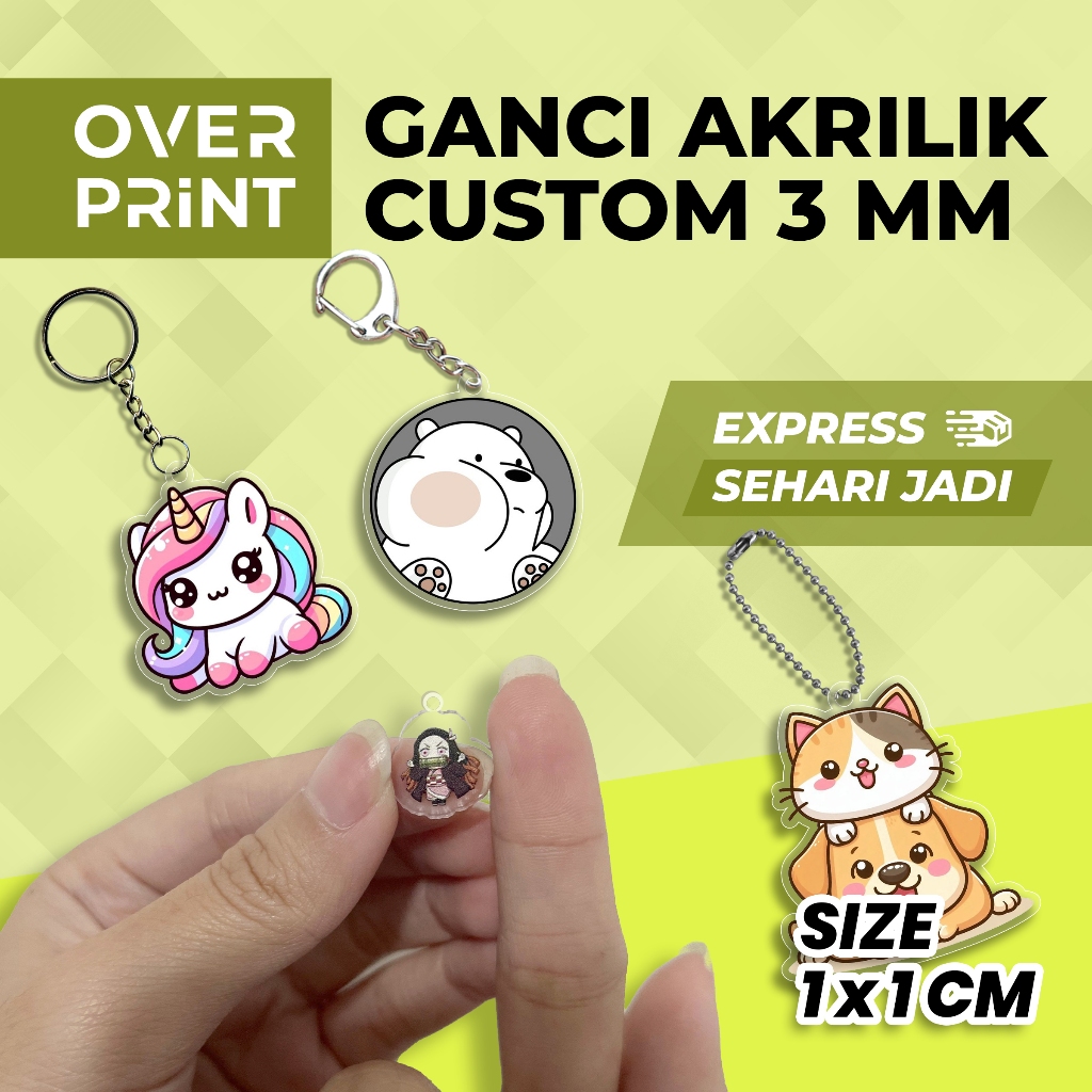 Jual Gantungan Kunci Murah 1 x 1 CM | Keychain Custom Acrylic Print UV ...