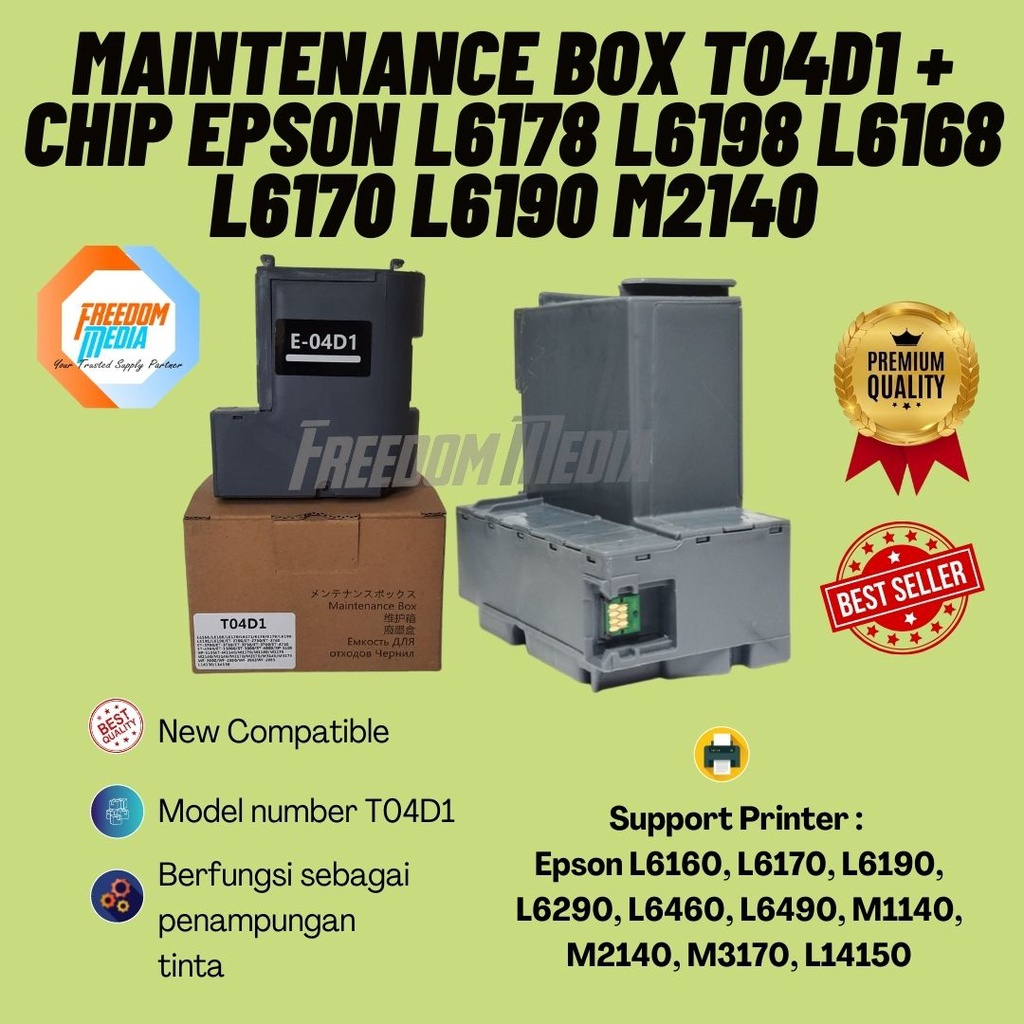 Jual Maintenance Box Compatible T04D1 + chip Epson L6178 L6198 L6168 ...
