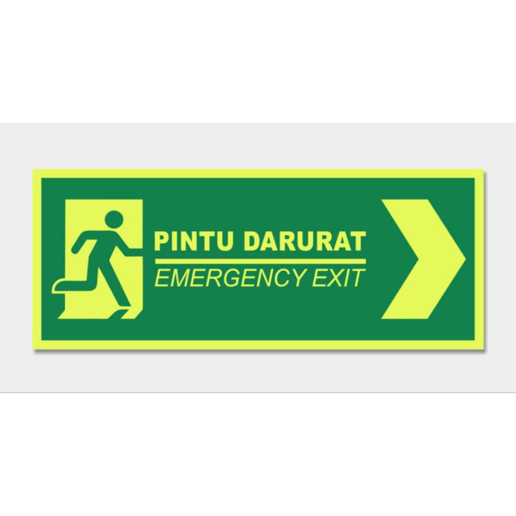 Jual SIGN STIKER PINTU DARURAT EMERGENCY EXIT ( GLOW IN THE DARK )ARAH ...