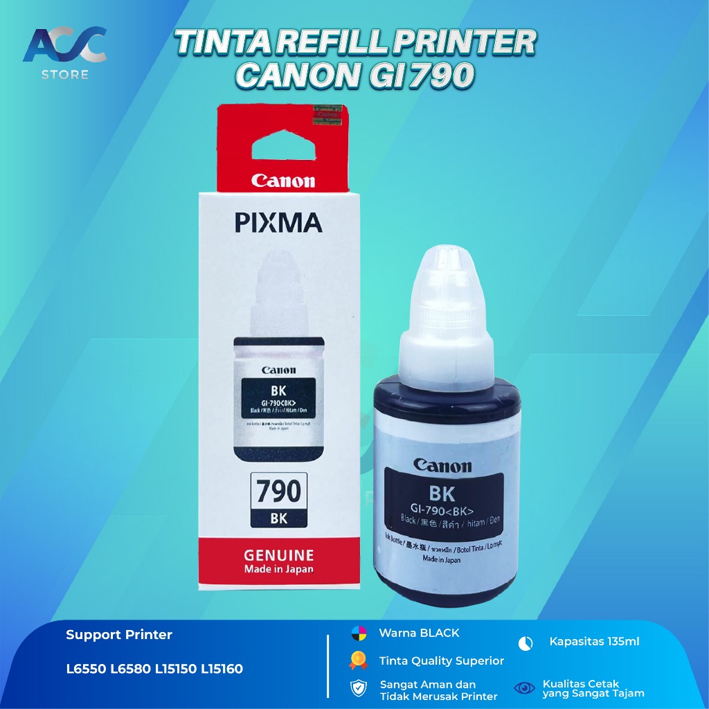 Jual Tinta Canon GI‑790 Hitam Untuk Printer G1000 G2000 G3000 G4000 ...