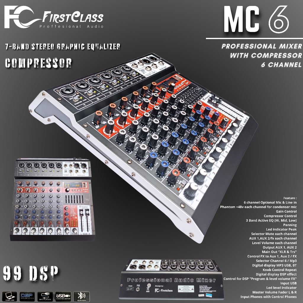 Jual Top Audio Mixer Firstclass Mc 4 Mc 6 dengan kompressor | Mixer 4 Channel 6 Channel MC 4ch 4 ...