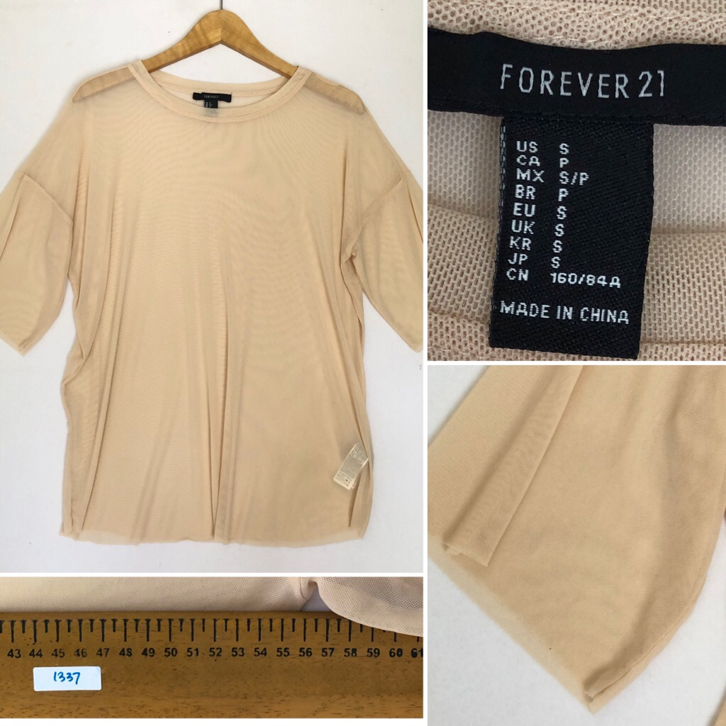Jual Forever21 sheer mesh top jaring terawang oversized LD 110 nude ...